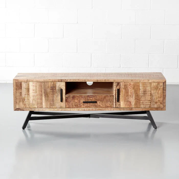 Sunburst Mango Wood TV Unit – Modern Rustic Entertainment – Tapple Tree